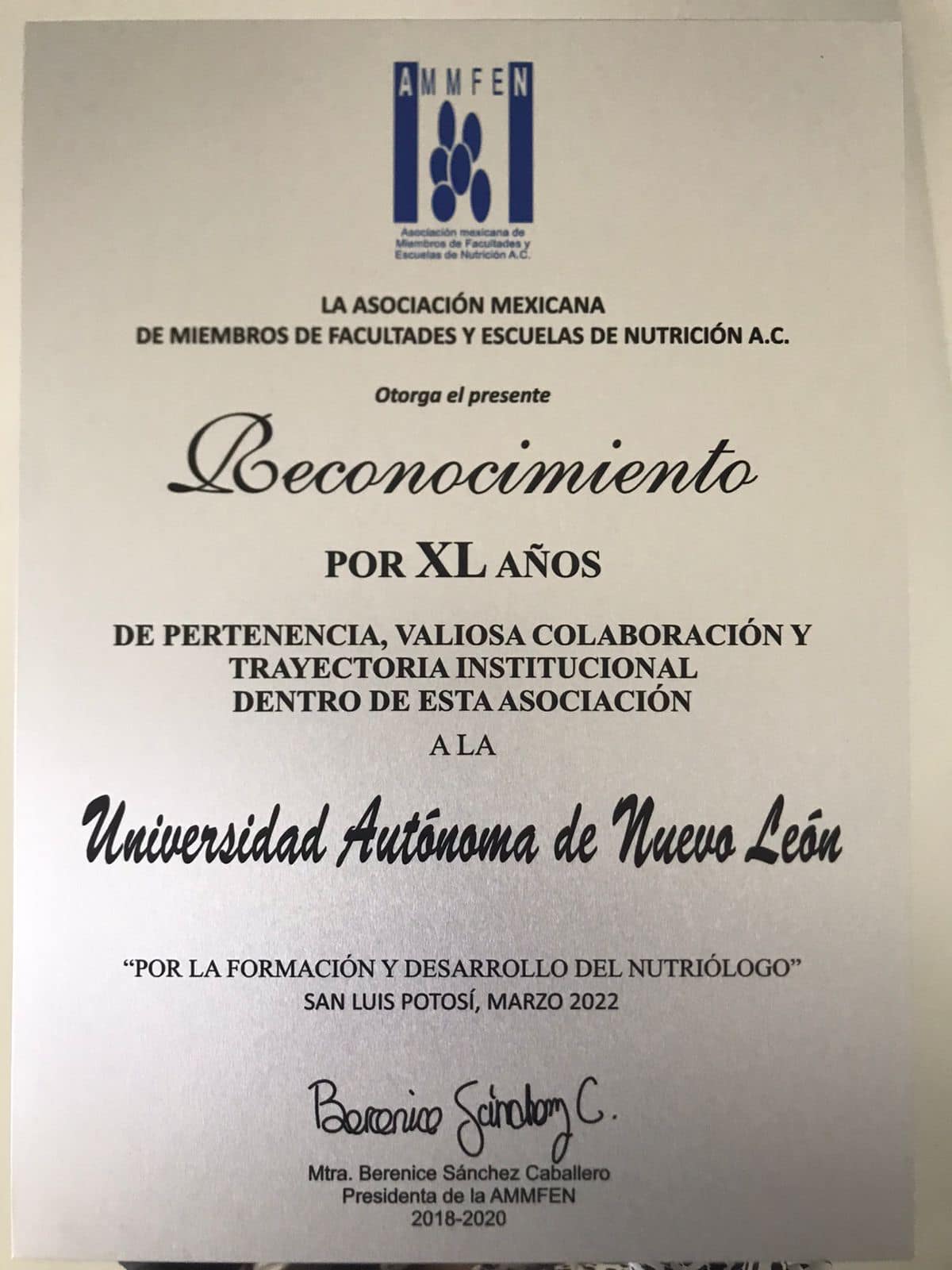 Reconoce AMMFEN a la UANL y trayectoria de docente de la FaSPyN ...